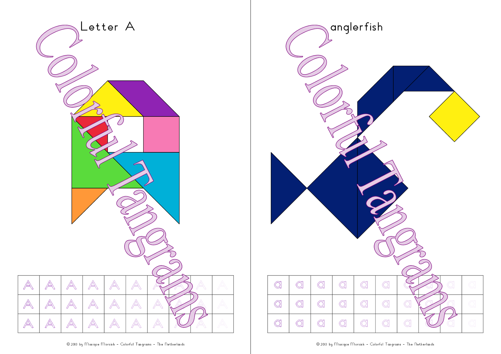 Colorful Tangrams: Animal Alphabet - Tangram Patterns