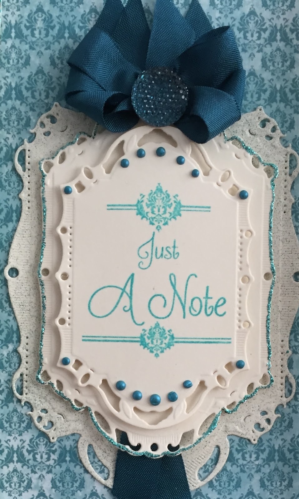 Phills' Crafty Place: Decadent Damask Teal - Just A Note