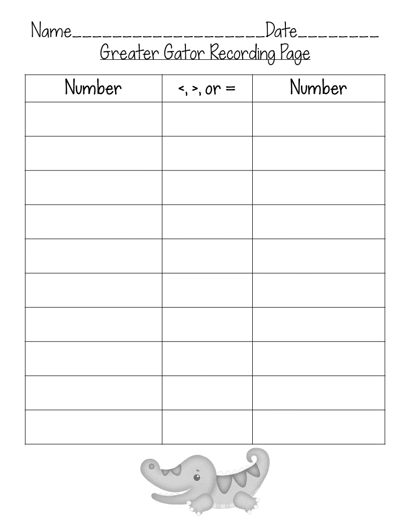 Comparing Numbers with Greater Gator! FREEBIE | Pride and Primary