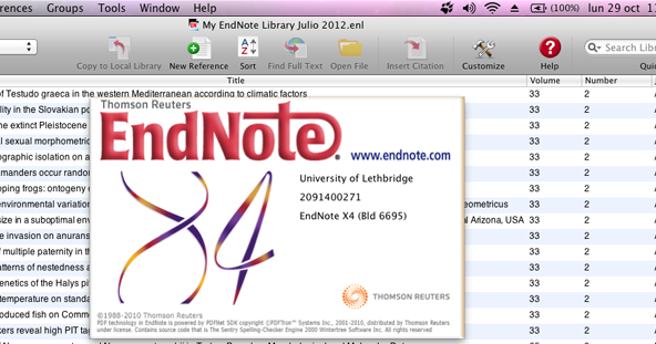 EndNote X4 (Activado) Mac OS X 10.6 ó superior ~ Project Herps
