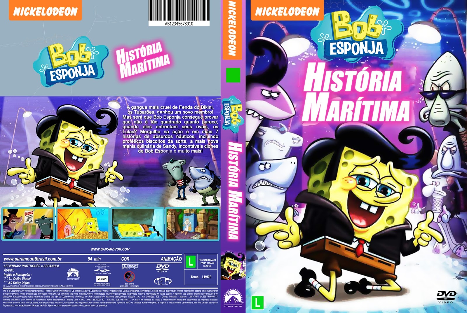 Capas Grátis 5: Bob Esponja História Marítima (2017) - Capa Desenho DVD
