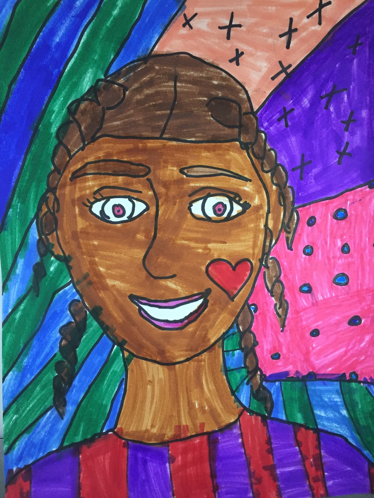 Elements of the Art Room: 4th & 5th Grade Romero Britto Self-Portraits