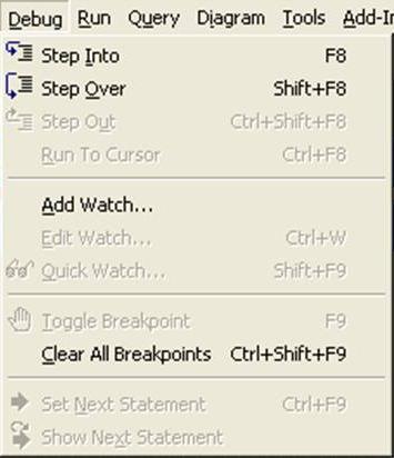 Debug Menu of Visual Basic 6.0