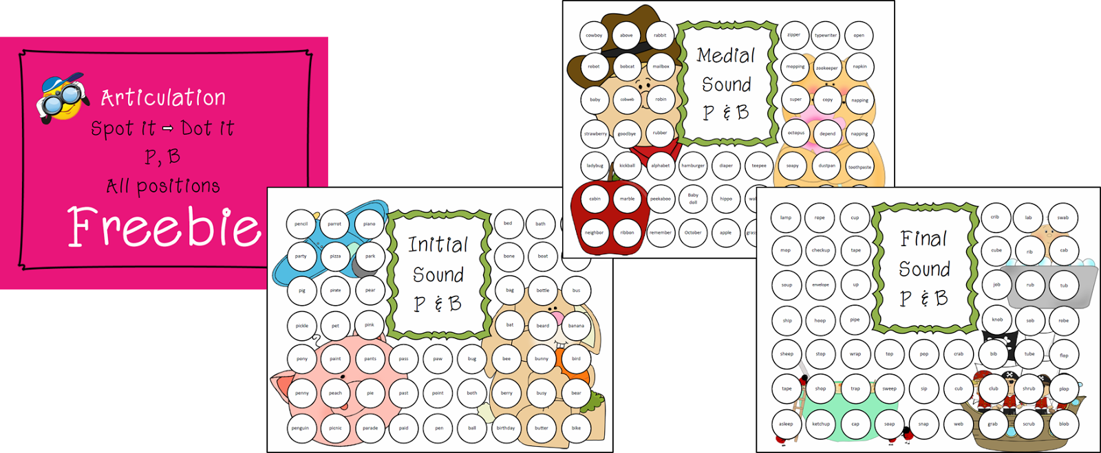 Articulation Freebie for P and B | Ms. Gardenia's Speech Room