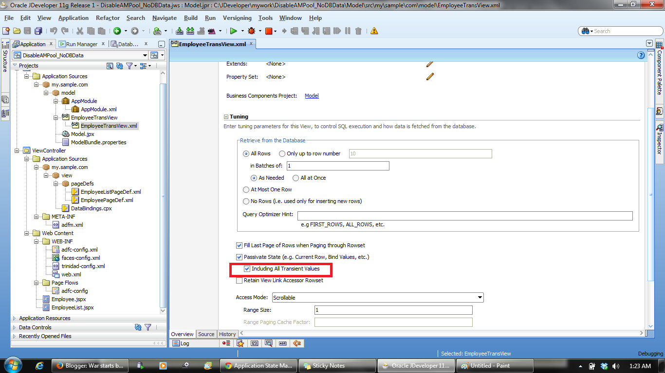 Oracle ADF and Jdeveloper 11g: Activation and passivation in ADF