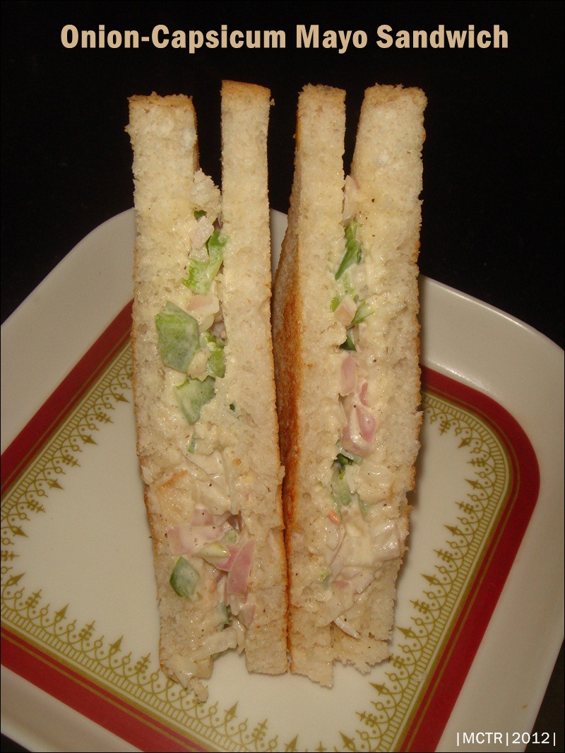 Cheesy Onion-Capsicum Mayo Sandwich | My Culinary