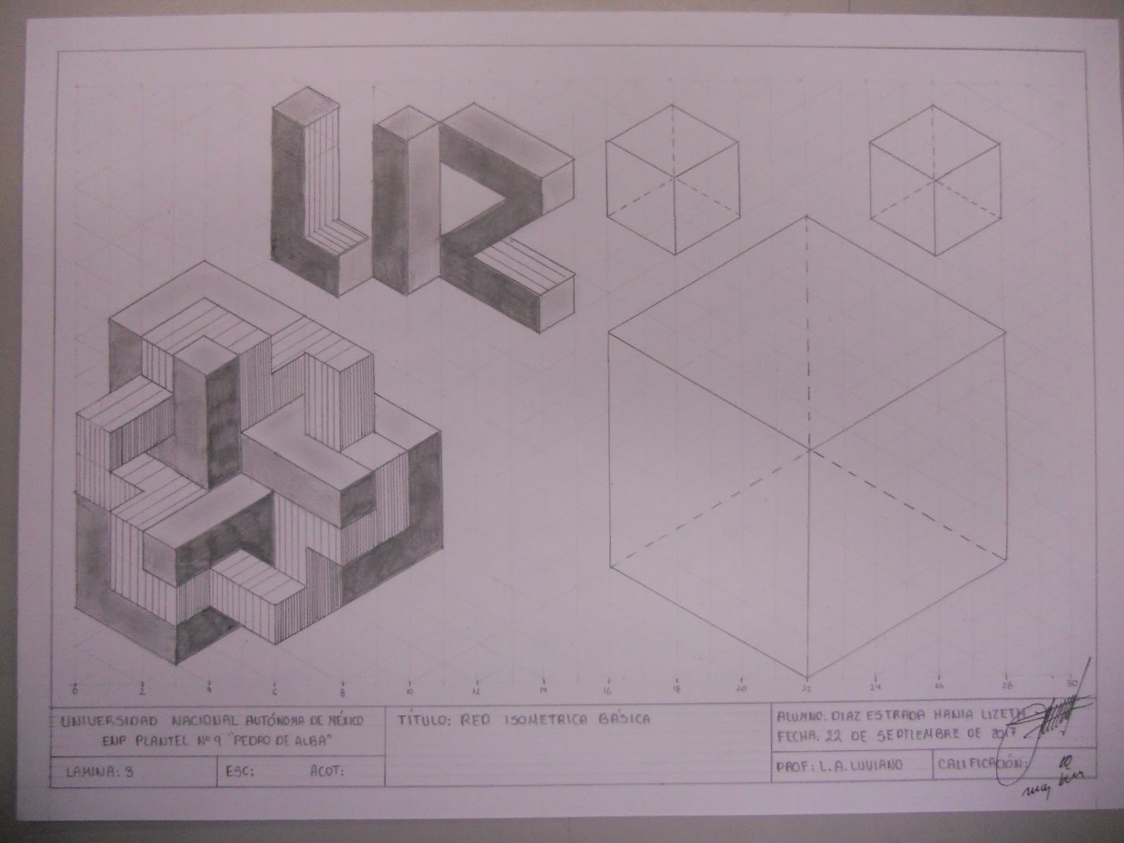 DIBUJO CONSTRUCTIVO II : LÁMINA 3, RED ISOMÉTRICA BÁSICA