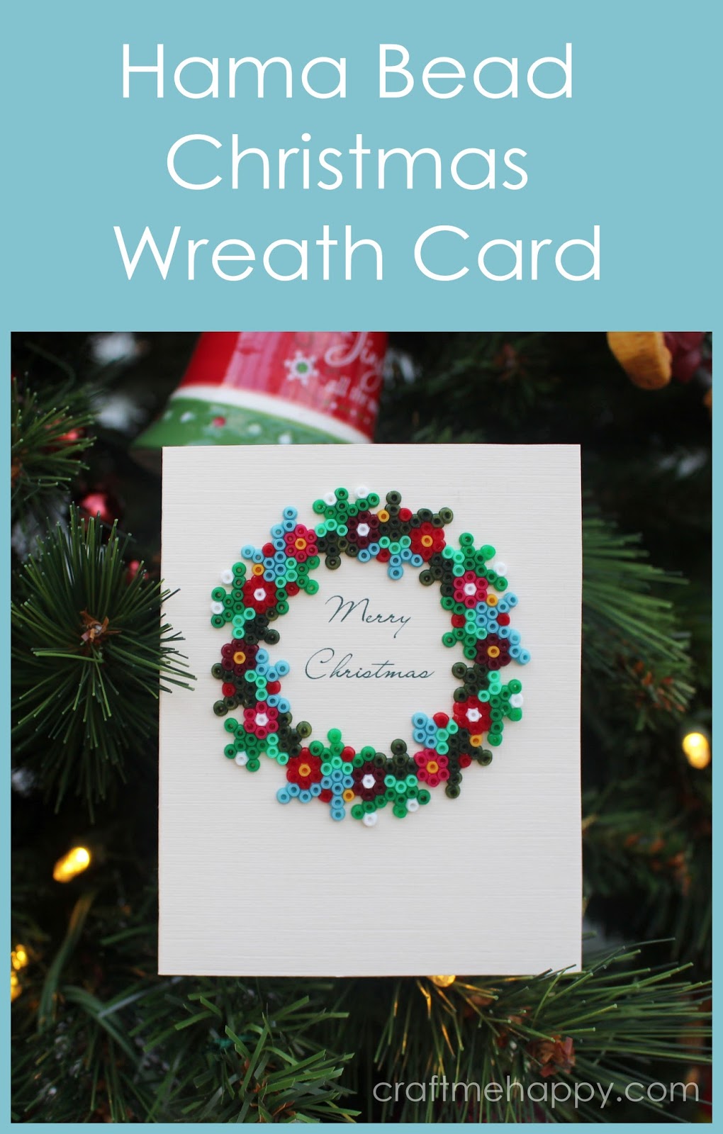 Mini Hama Bead Wreath Christmas card | Craft me Happy!: Mini Hama Bead ...