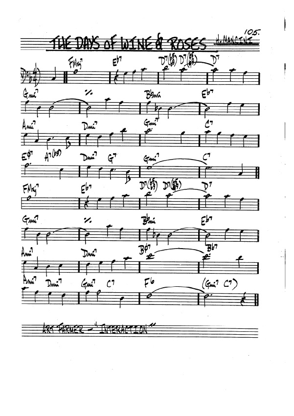 Henry Mancini The Days Of Wine And Roses Partituras Para Violonchelo