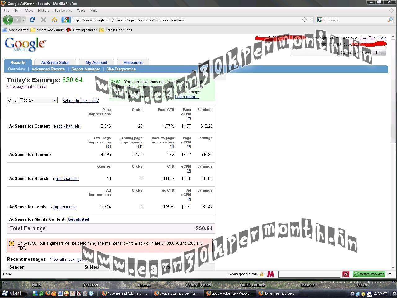 Adsense Daily Earnings Proofs ~ Online Money Home Google Jobs | Adsense ...