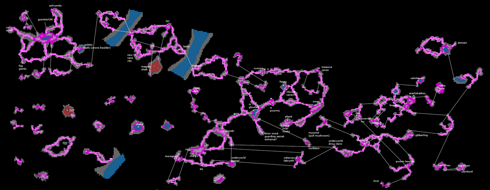 Duris: The Land of Bloodlust: Text Map of the Underdark