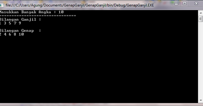 Menampilkan Bilangan Genap dan Ganjil Pada C#