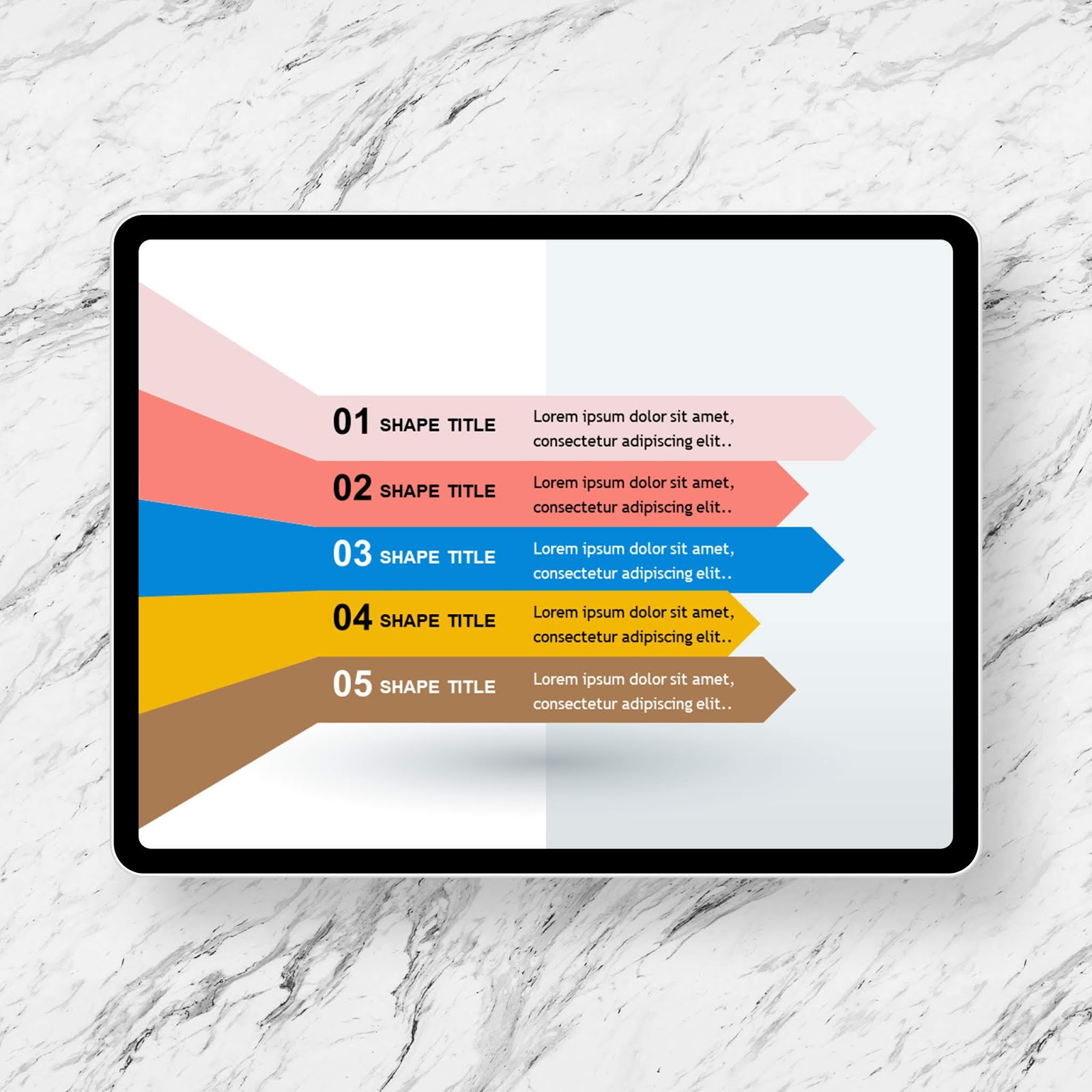 3D Five Step Line PowerPoint Templates - PowerPoint Free