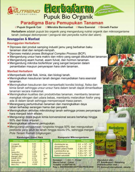 Pupuk Herbafarm Bio Organik Fertilizer: Kandungan Herbafarm
