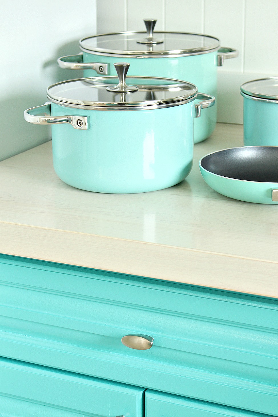 The Kitchen Needed More Turquoise | Turquoise Pots and Pans | Dans le ...