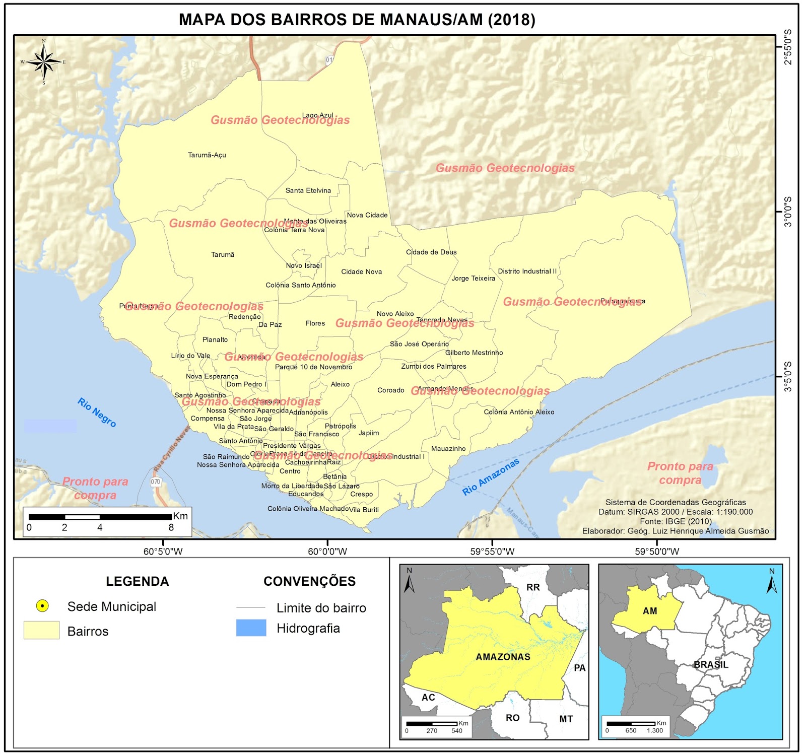Geografia e Cartografia Digital: Mapas de Manaus/AM (Acadêmicos)