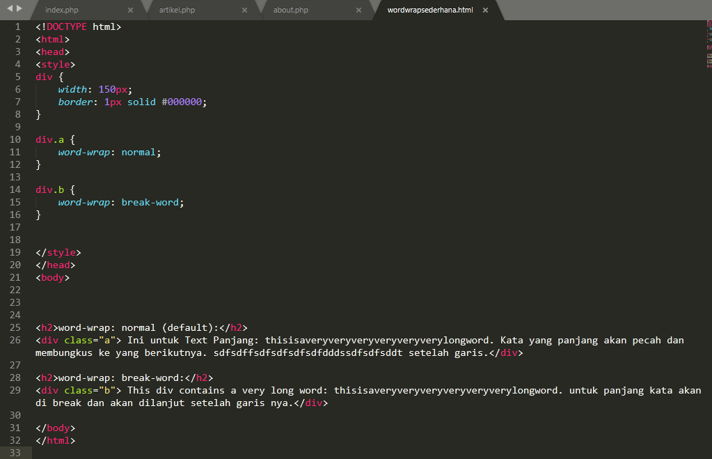 Membuat Word Wrap di HTML / CSS - Jejak Mountain
