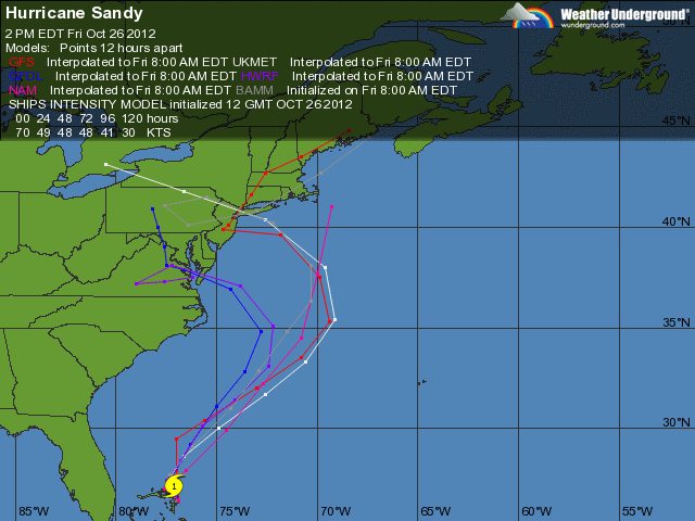 Hurricane Harbor: 5PM Update on Hurricane Sandy -- Models Still Differ