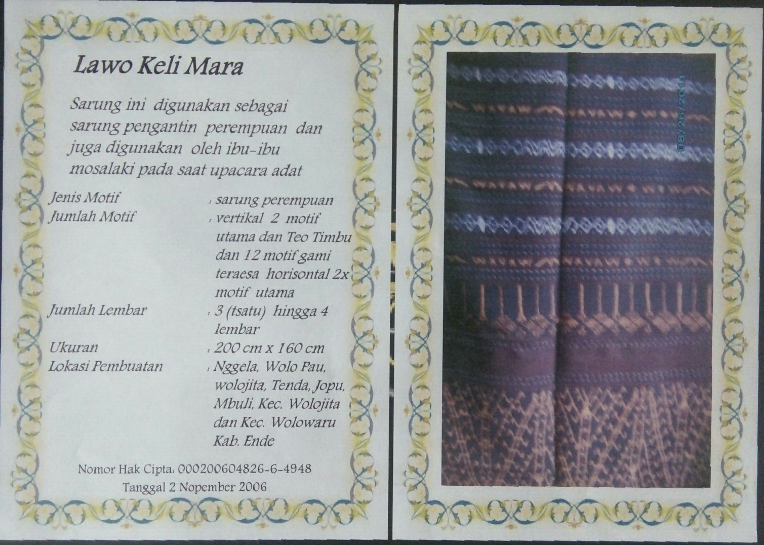 MOTIF TENUN IKAT ENDE - LIO YANG SUDAH MEMILIKI HAKI