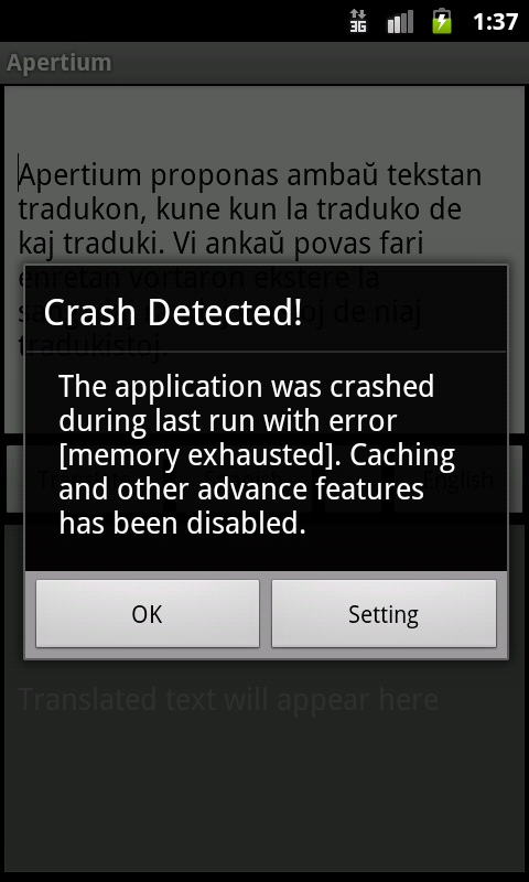 Arink`s Blog Apertium Android With Crash Detection