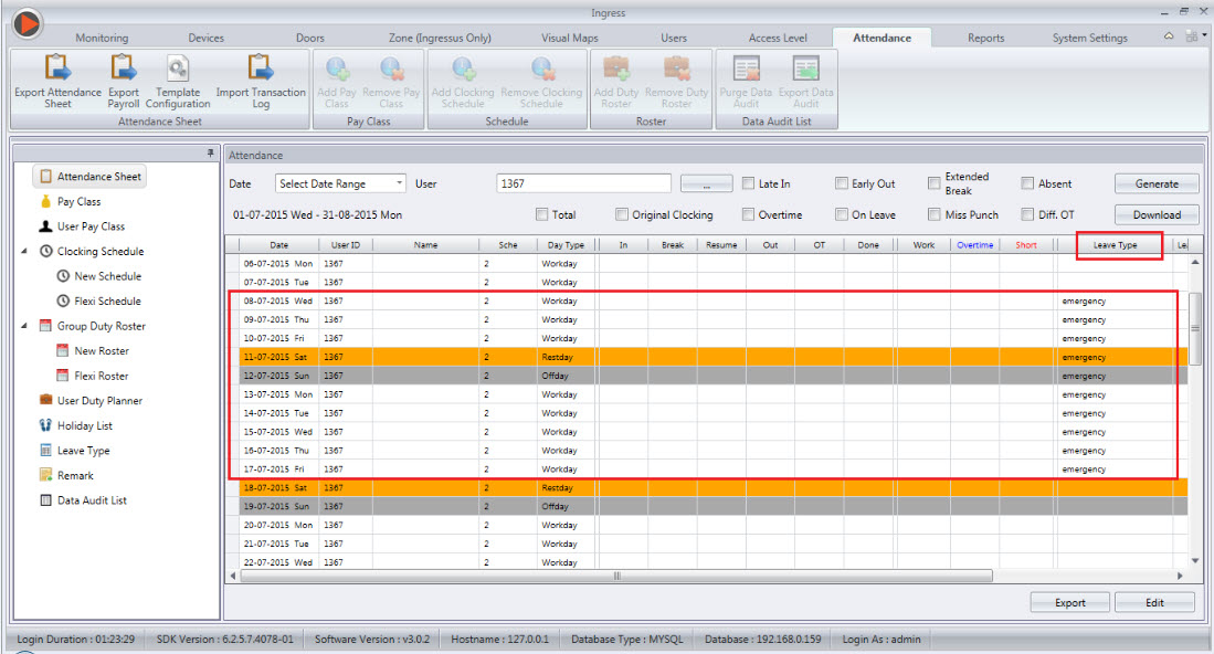 Customization of Duty Rosters and Application of Leave Remark to ...