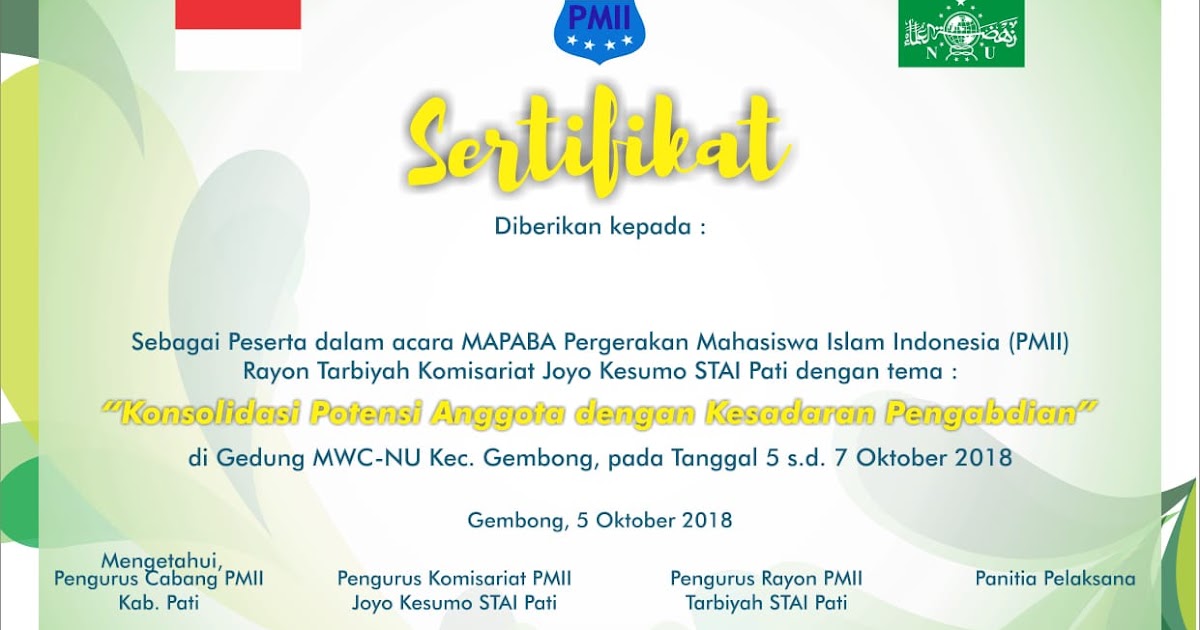 MEMBANGUN KESADARAN INTELEKTUAL: Syarat Pengambilan Sertifikat Mapaba ...