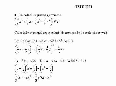 Matematica scuola secondaria 1° grado: I prodotti notevoli