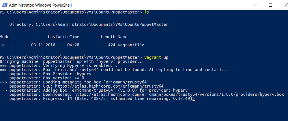 Vagrant using Hyper-V