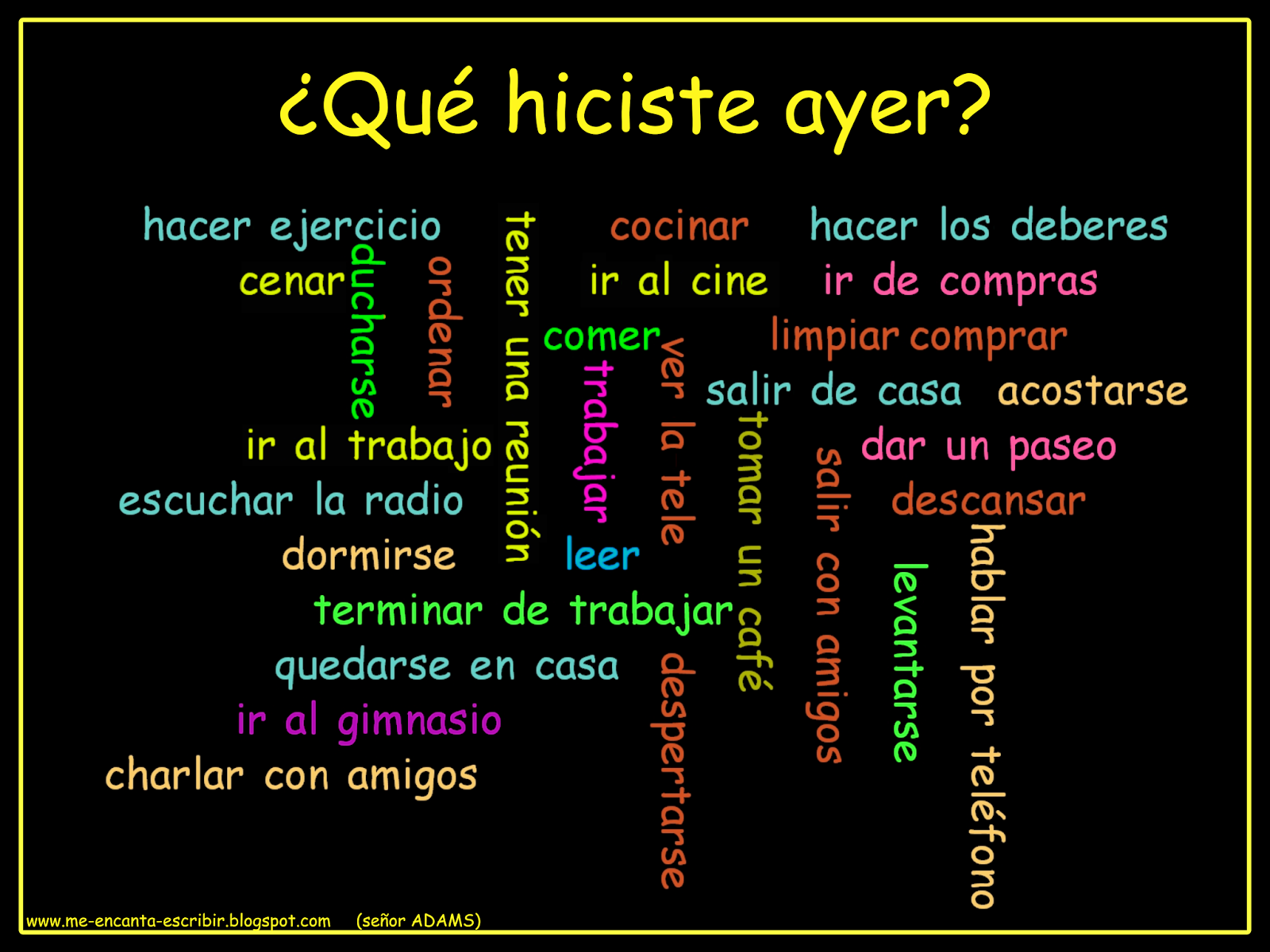 Me encanta escribir en español: ¿Qué hiciste ayer?