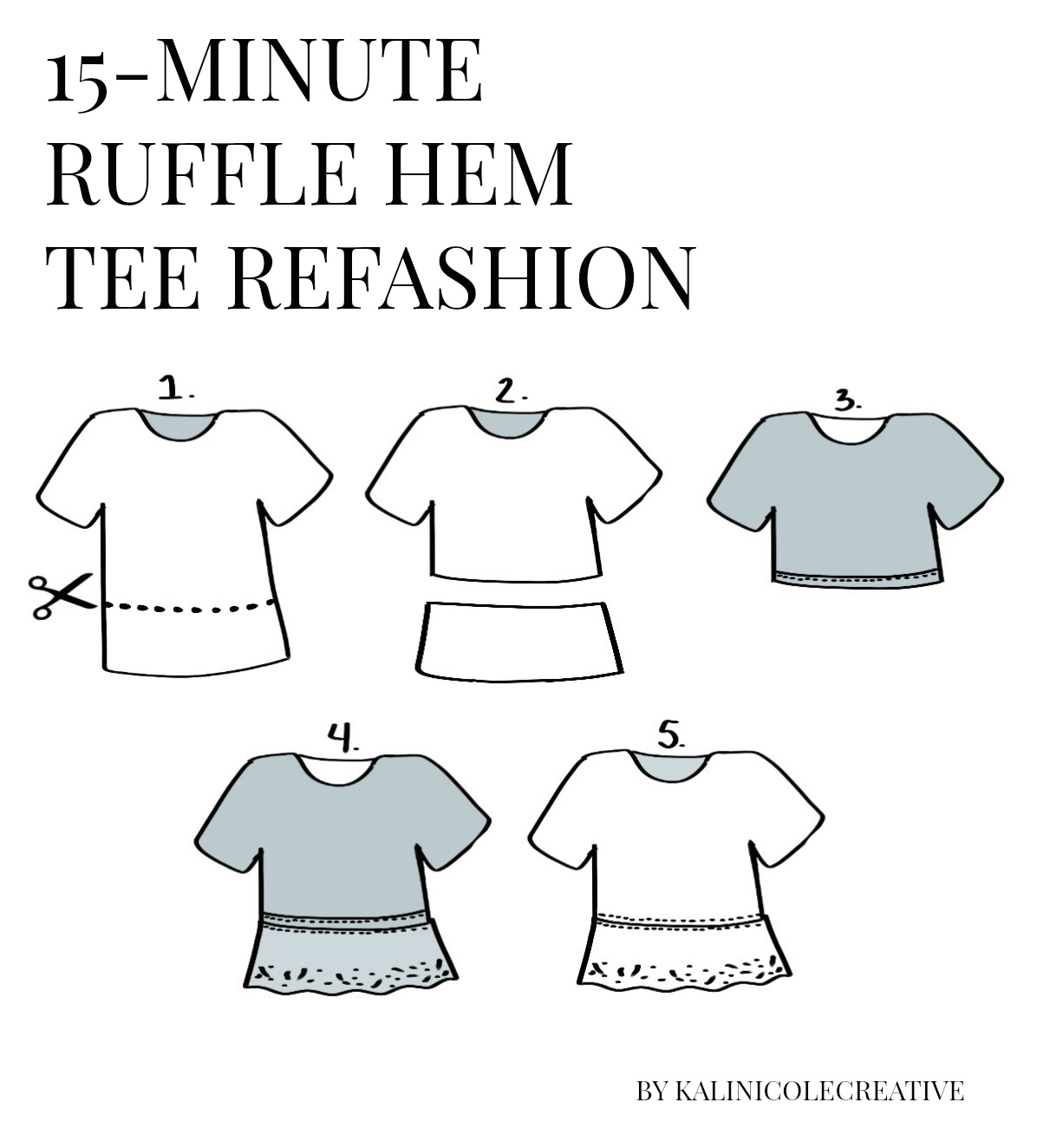 WEEKEND DIY: 15 Min Ruffle Hem Tee Refashion | Kali Nicole