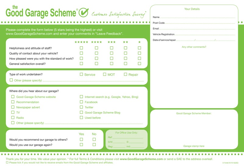 Good Garage Scheme Car Servicing in Great Britain : Leave Feedback And Win