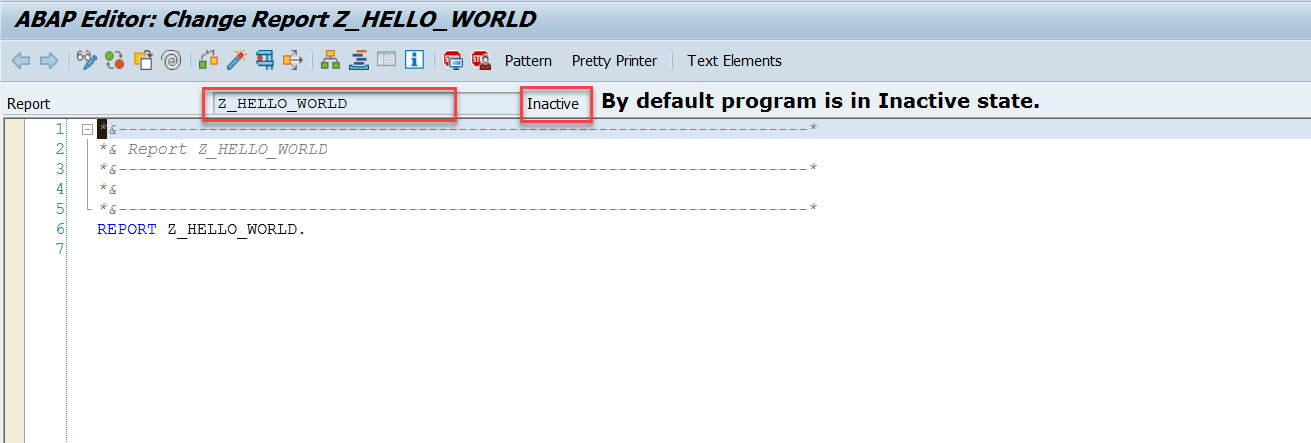 Programming for beginners: ABAP Editor : Hello World Program