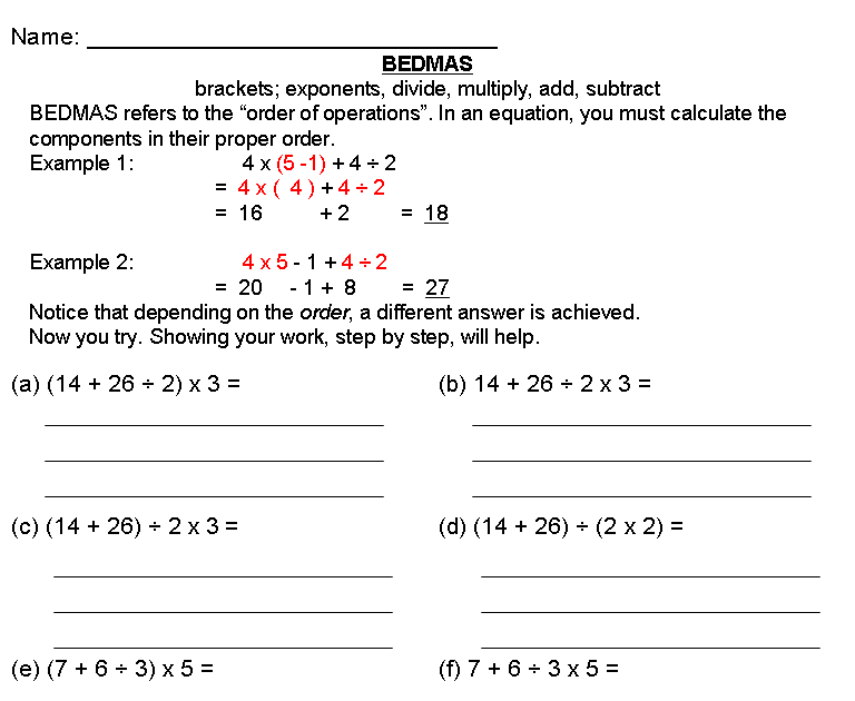 Coaching our kids with Aspergers: Math review - BEDMAS