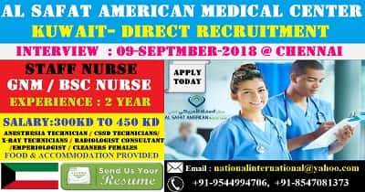 STAFF NURSE RECRUITMENT IN AL SAFAT AMERICAN MEDICAL CENTER - KUWAIT ...