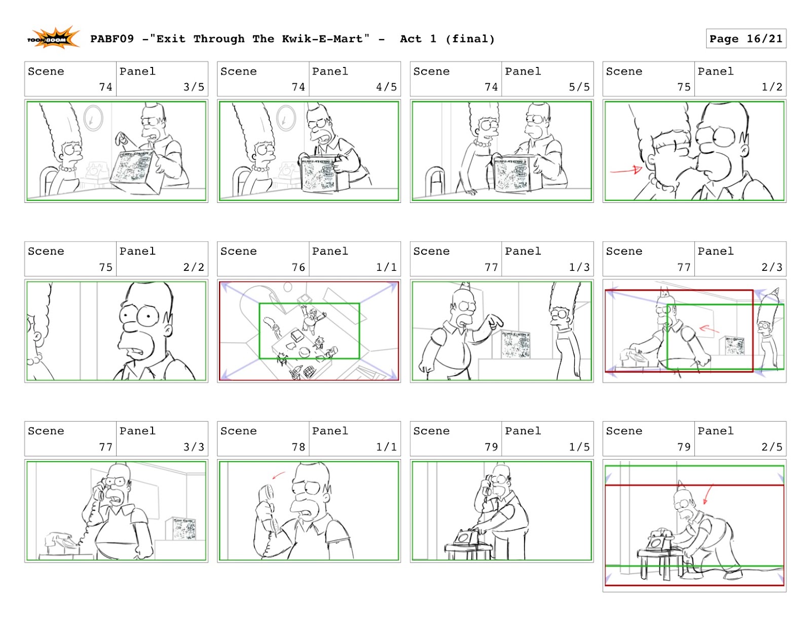 Flying Ace Pictures: THE SIMPSONS - PABF09 STORYBOARDS