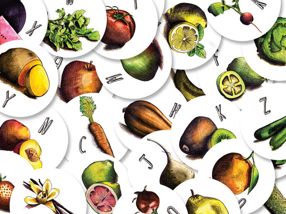 mobijo: Alphabet fruit 1 inch circles