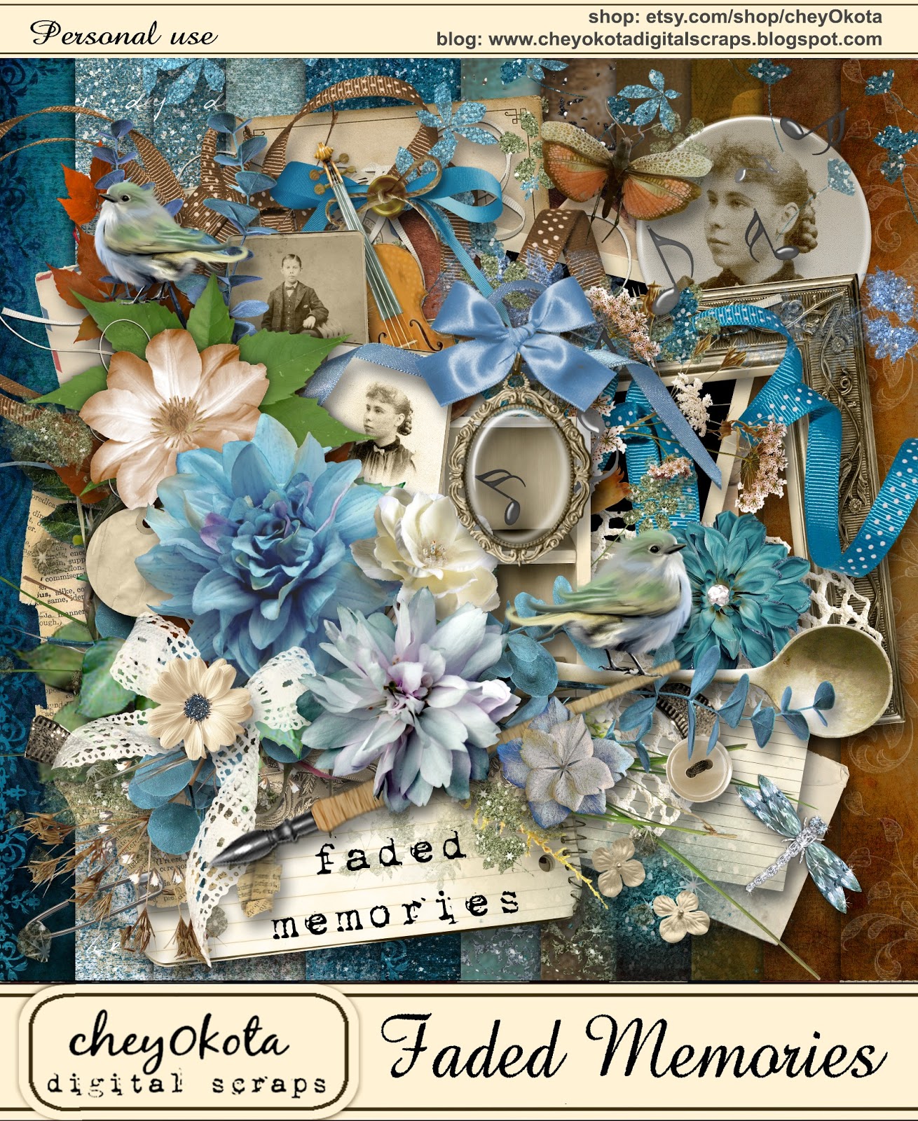 cheyOkota digital scraps: Faded Memories Freebie Cluster