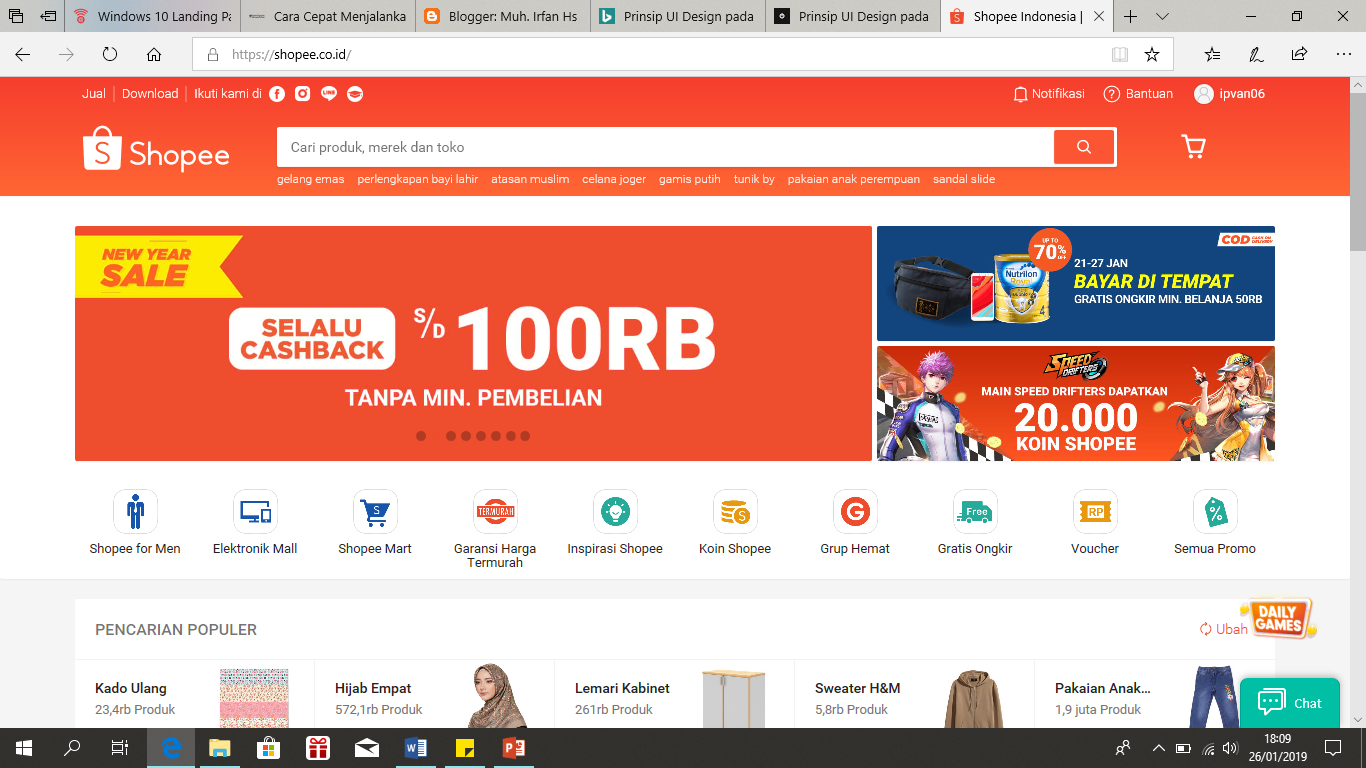 Muh. Irfan Hs: Prinsip UI Design pada Website Shopee
