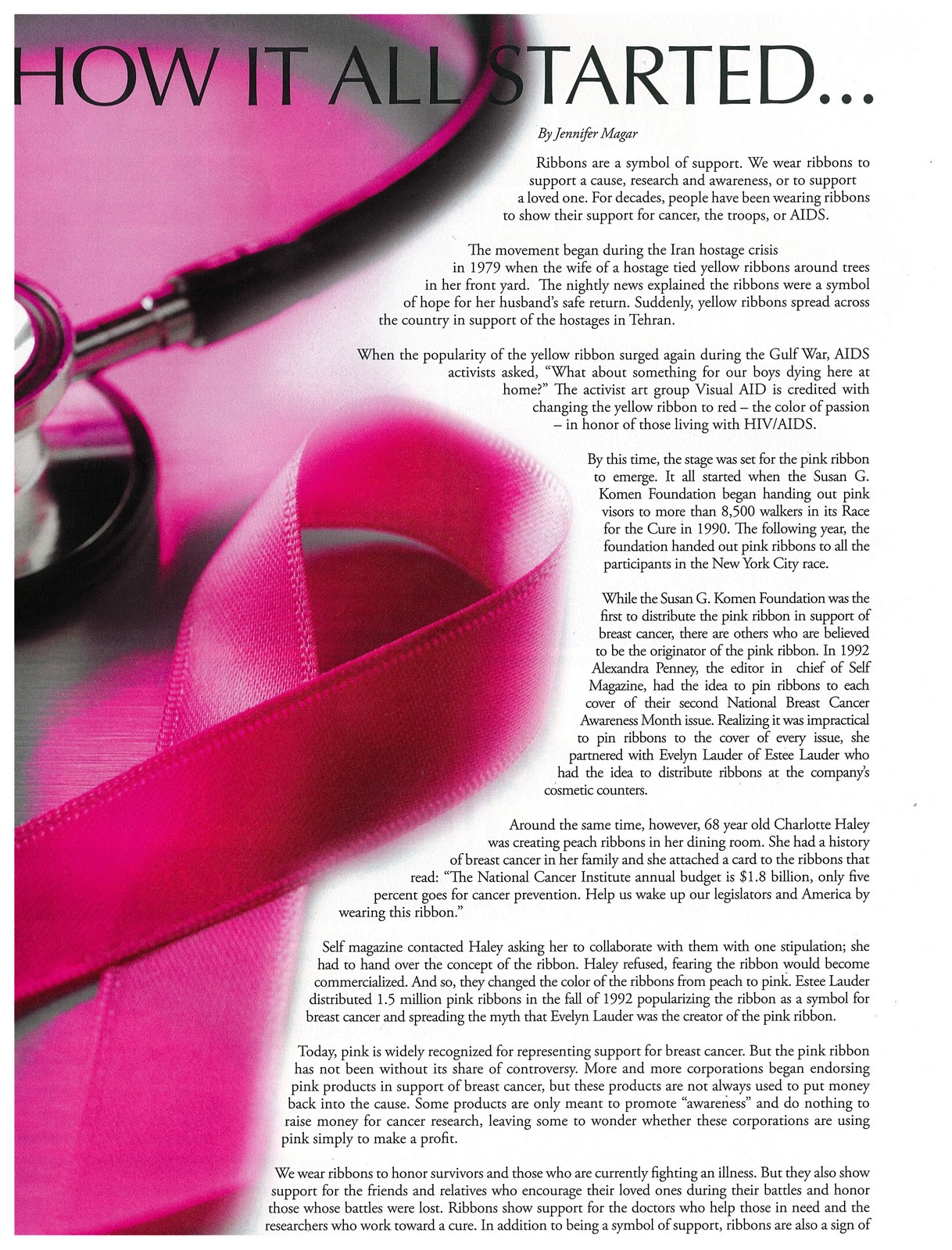 What I'm Reading, What I'm Writing: The Pink Ribbon: How it All Started...