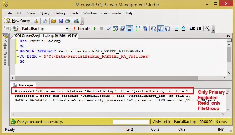 SQL/NoSQL Public Diary: How to take Partial Backup Of Database in SQL Server