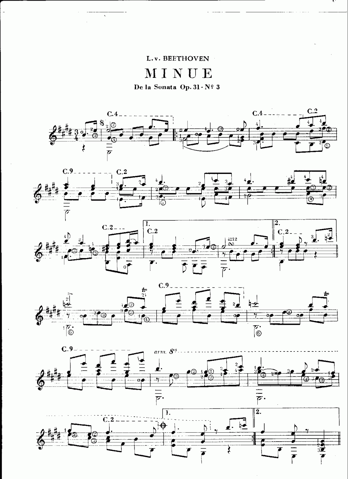 Beethoven - Minue | Partituras para Guitarra