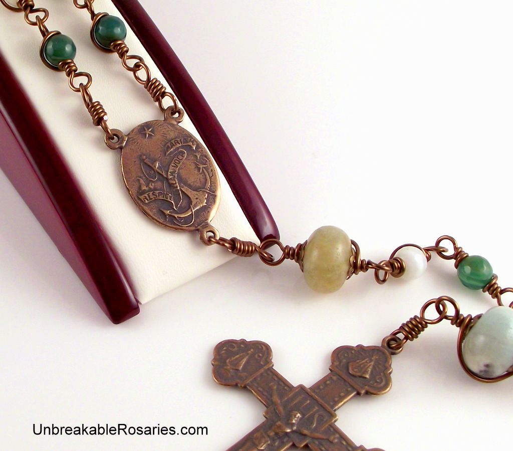 Unbreakable Rosaries: Stella Maris Rosary Beads Wire Wrapped In Green ...