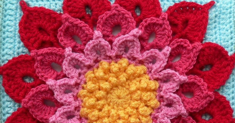 Tina's handicraft : Crocodile Flower Crochet Square Pattern