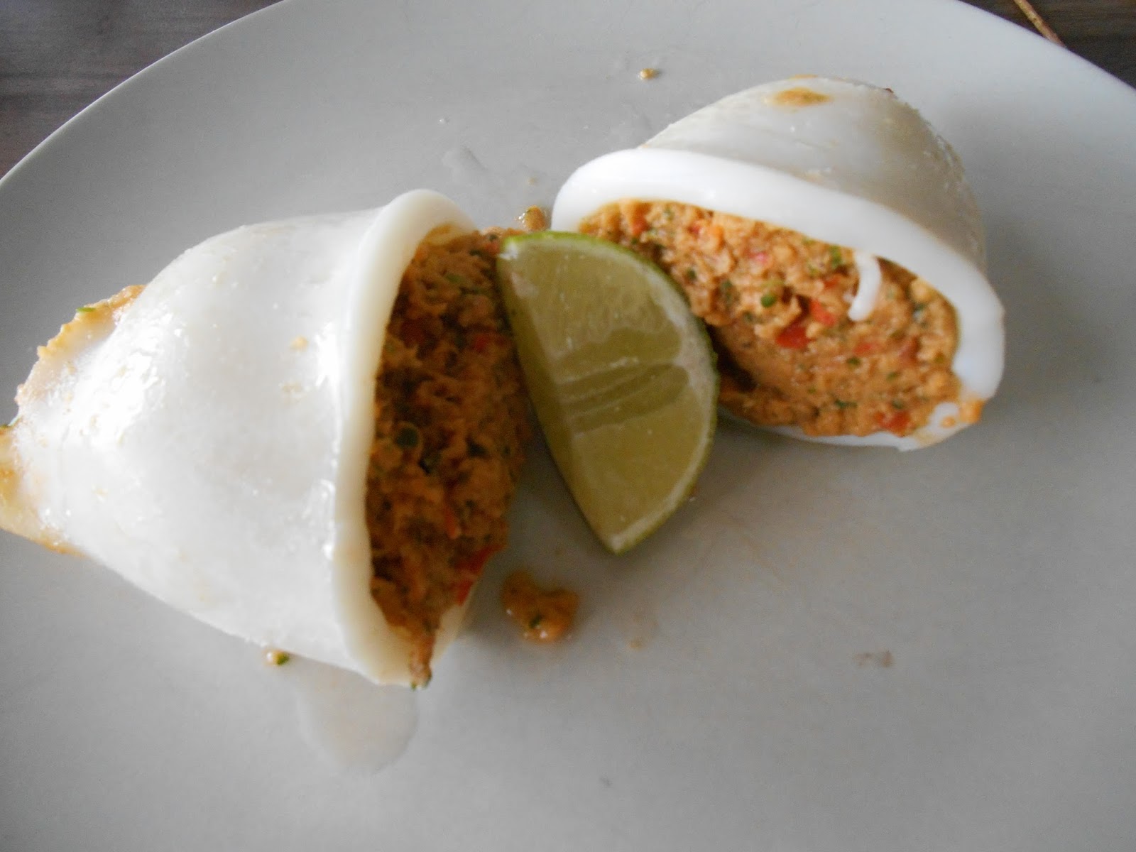 Saartje@home: Inktvis opgevuld met garnalen, groenten en kruiden