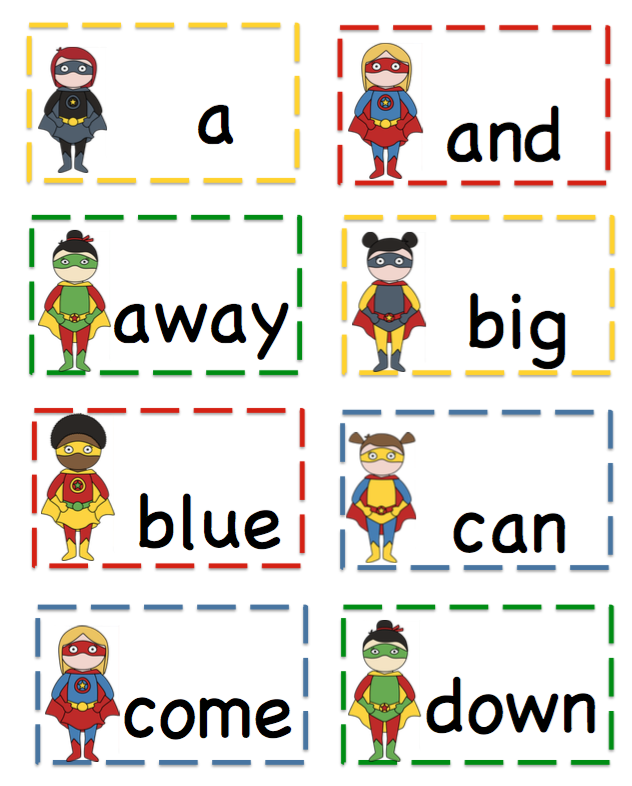 Pre-Primer Sight Word Cards Superhero Girl Theme ~ Preschool Printables