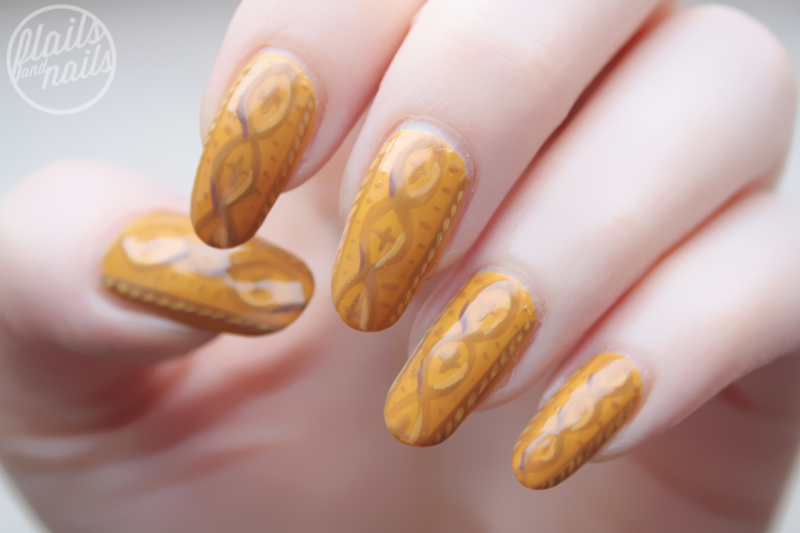Cable Knit Nail Art with Barry M Mustard