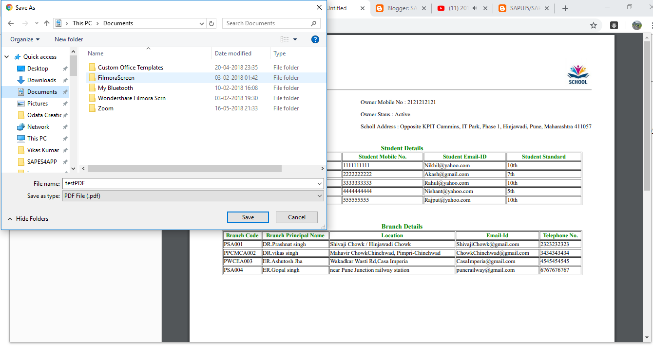 SAPUI5/SAP FIORI snippets and information: Export the Model Data to a PDF file in SAPUI5