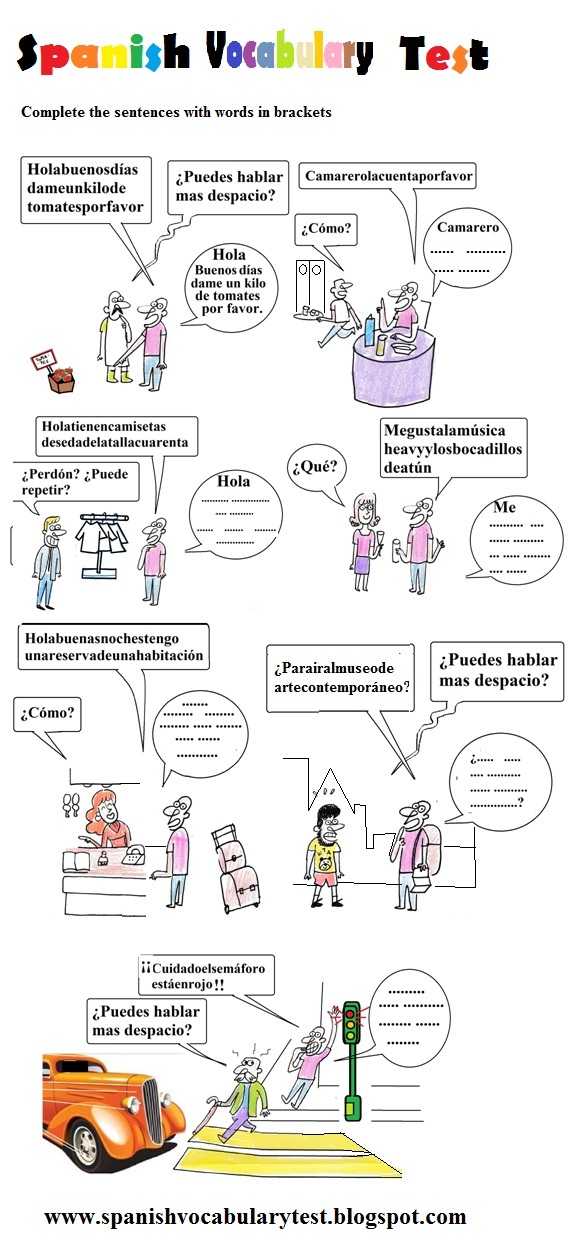 Spanish Test: Spanish Vocabulary Test: Could You Speak Down, Please? A1