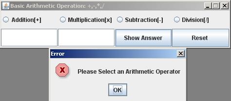 Basic Arithmetic Operation using JRadioButton, JTextField, and JButton ~ Java Program and Source ...
