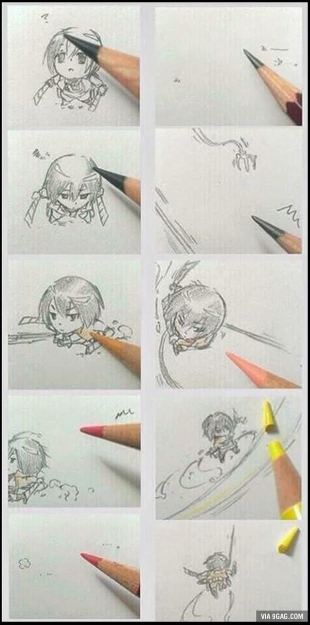 Cartoon characters interacting with their artists